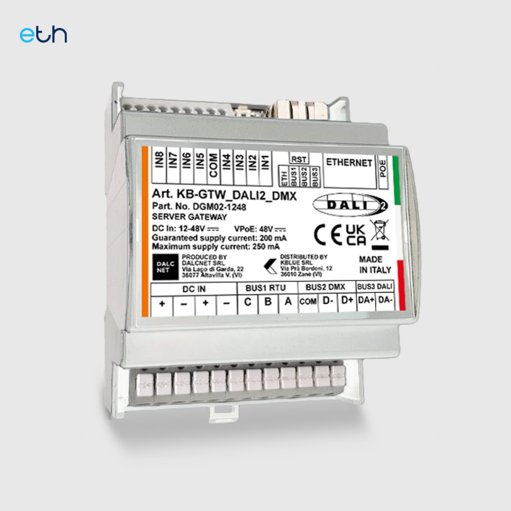 Modulo da barra DIN di interfacciamento da protocollo Modbus a DALI - Kblue